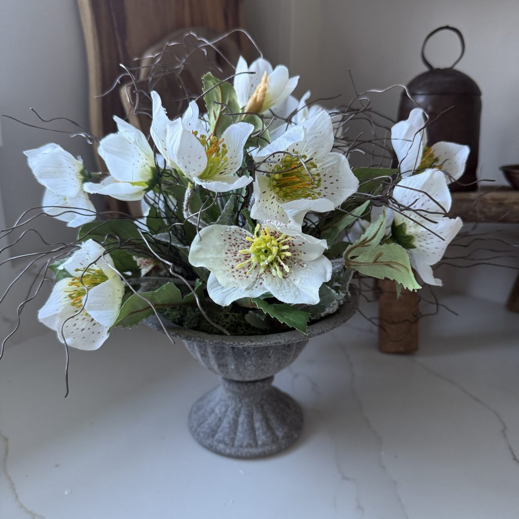 Artificial White Hellebore Flower Arrangement - Typically Unique